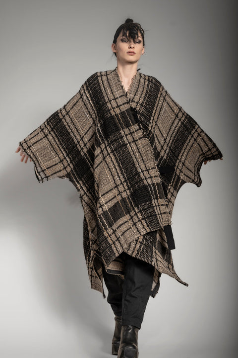 Designer Wool Cape Coat with Sleeves | eigensinnig